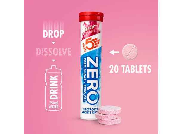HIGH5 Zero Bær 8pk, 80gr - 20 tabletter - Deler